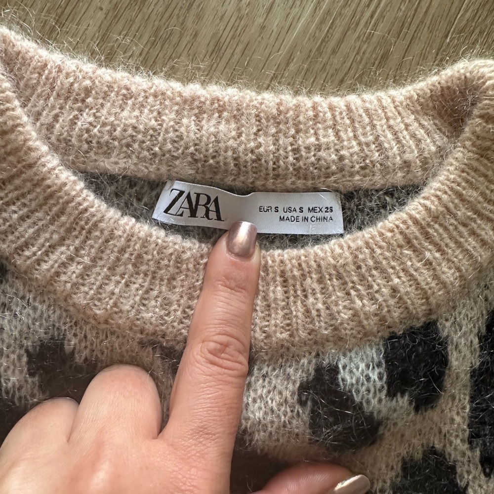 Zara Mohair Pink Leopard Animal Print Oversized Sweat… - Gem